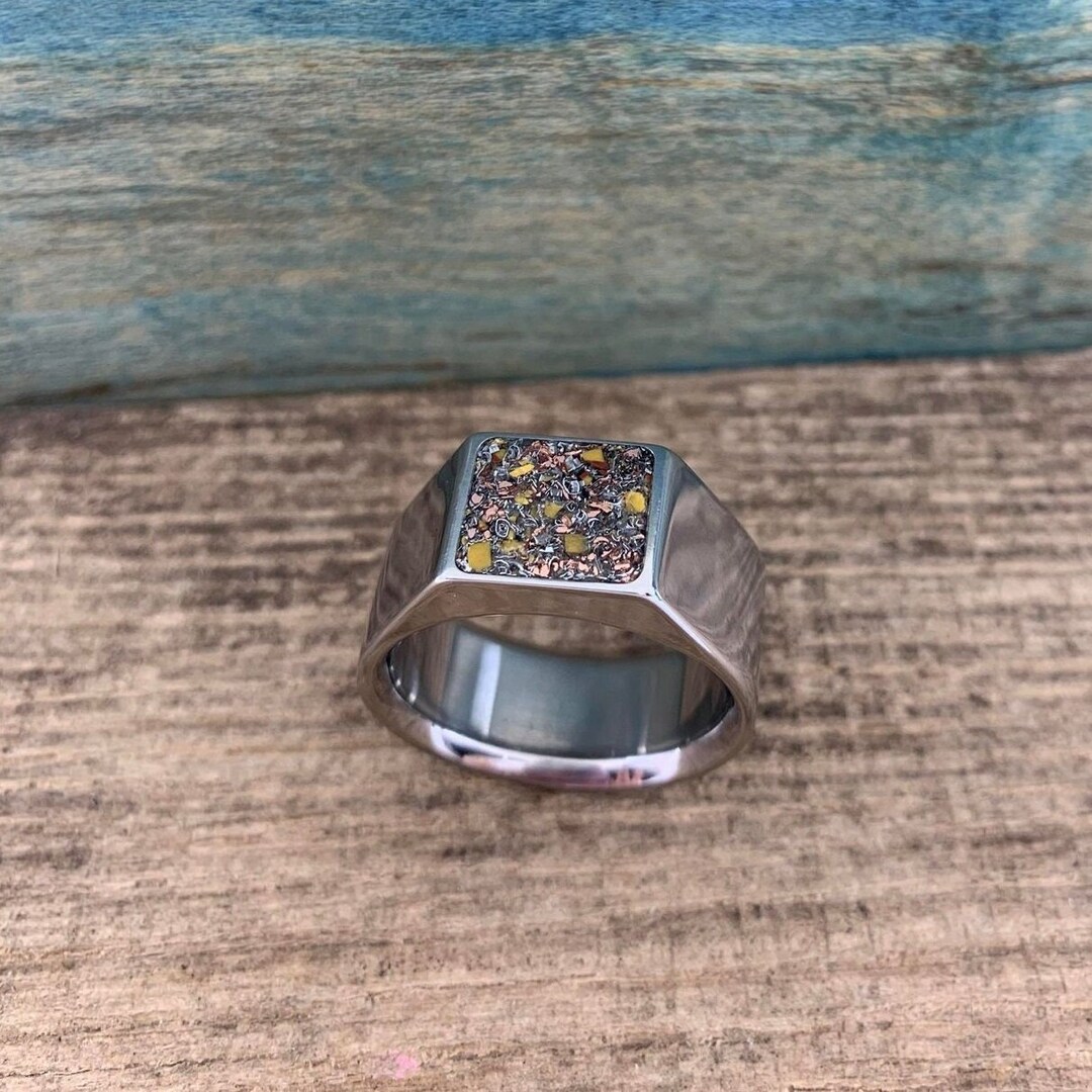 The Primeval - Men's Signet Ring - Titanium Men's Ring With Gibeon ...