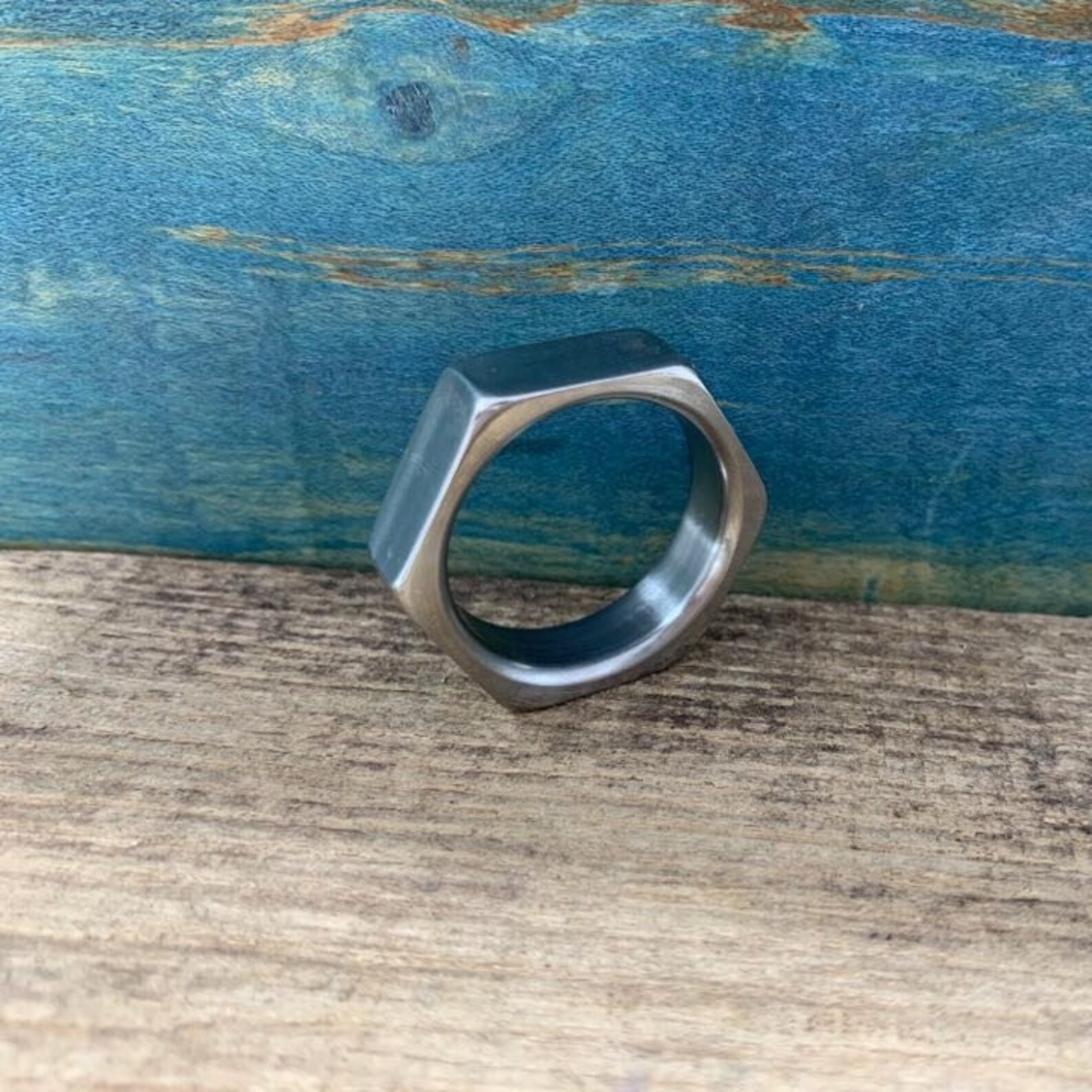 Hexagonal Ring for Him Titanium Ring for Men Handcrafted - Etsy