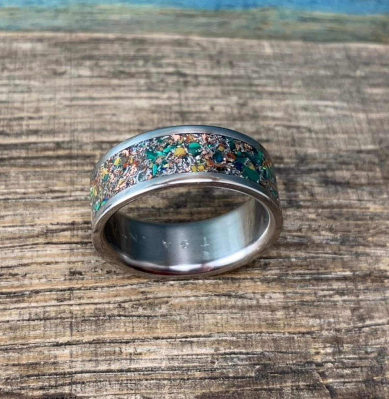 Men's Titanium Ring Unique Ring for Men With Meteorite - Etsy