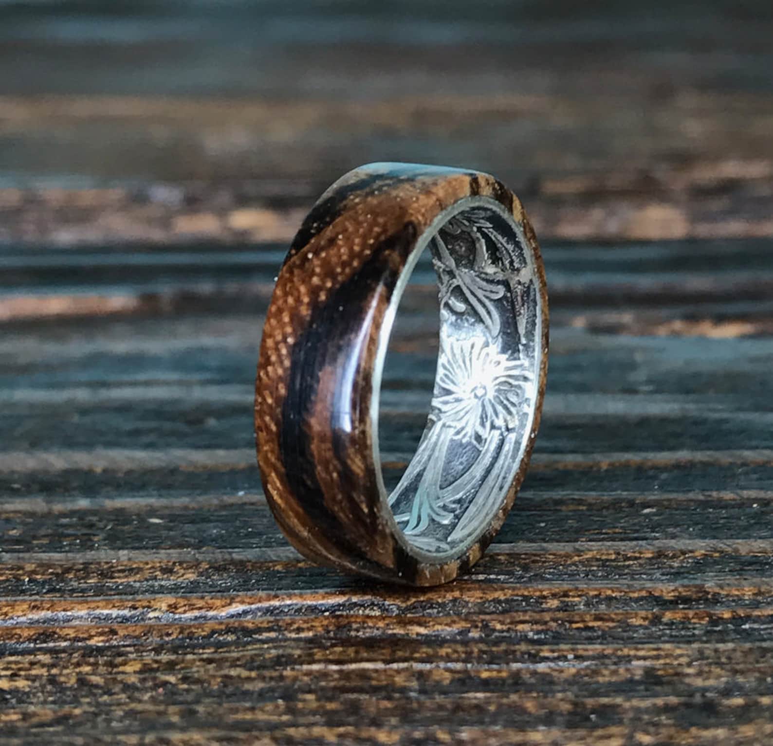 Silver Ring Sterling Silver Ring Wood Ring Wooden Ring - Etsy