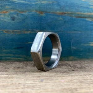 Hexagonal Ring for Him - Titanium Ring for Men - Handcrafted Hardware ...