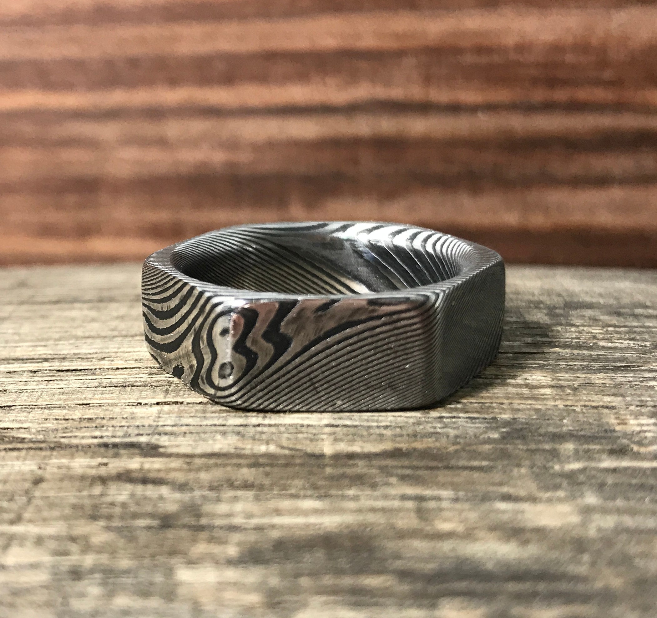Damascus Steel Ring Men's Stainless Steel Ring Custom | Etsy