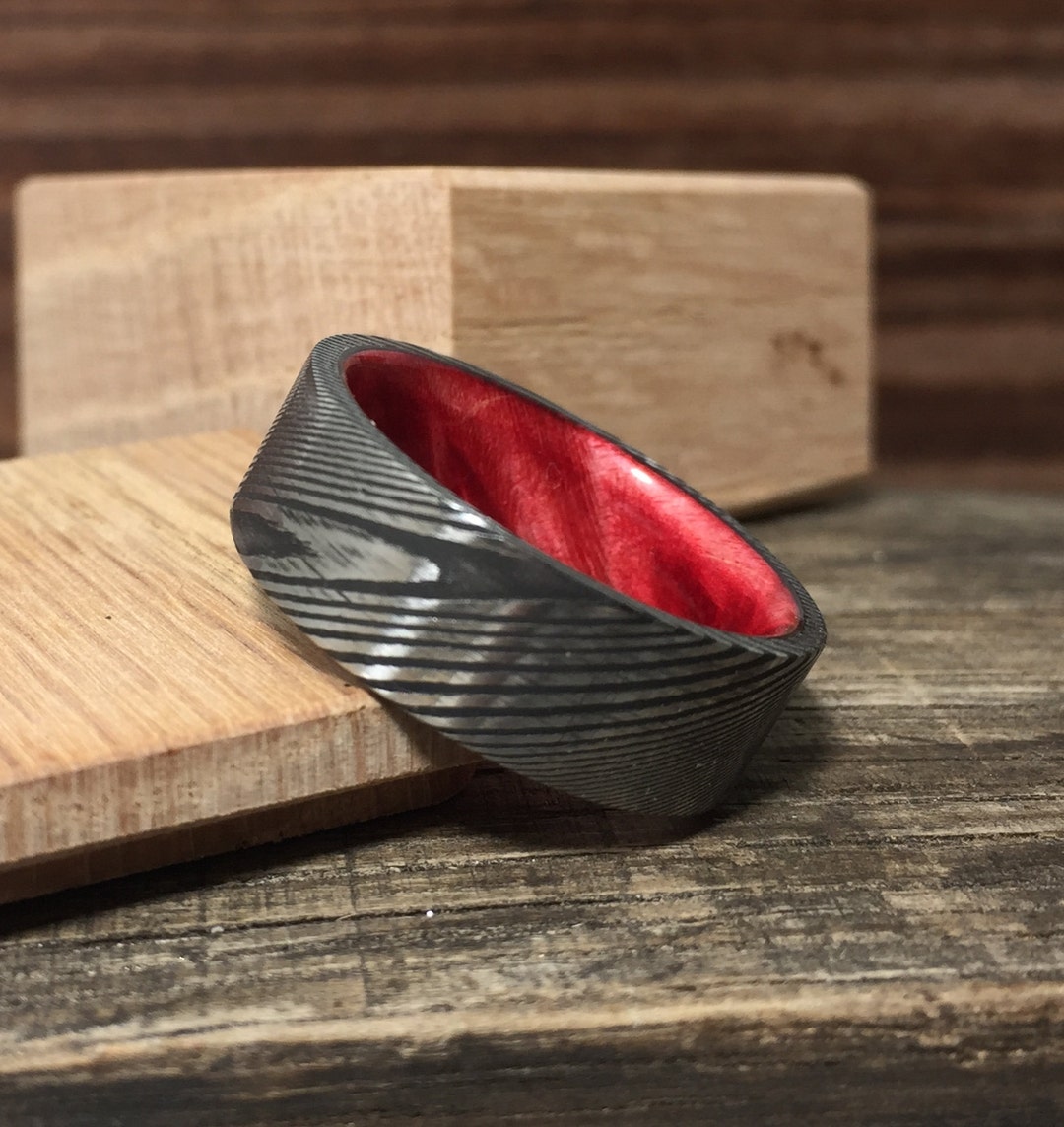 Damascus Steel Ring - Mens Wedding Band/anniversary Gift - - Etsy
