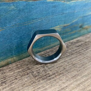 Hexagonal Ring for Him - Titanium Ring for Men - Handcrafted Hardware ...