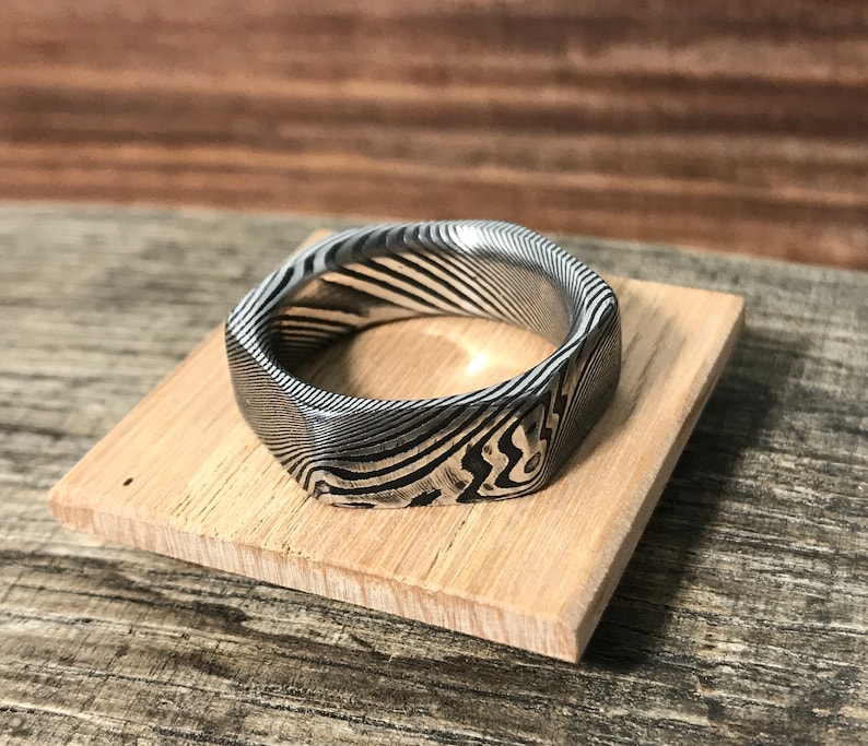 Damascus Steel Ring Men's Stainless Steel Ring custom - Etsy
