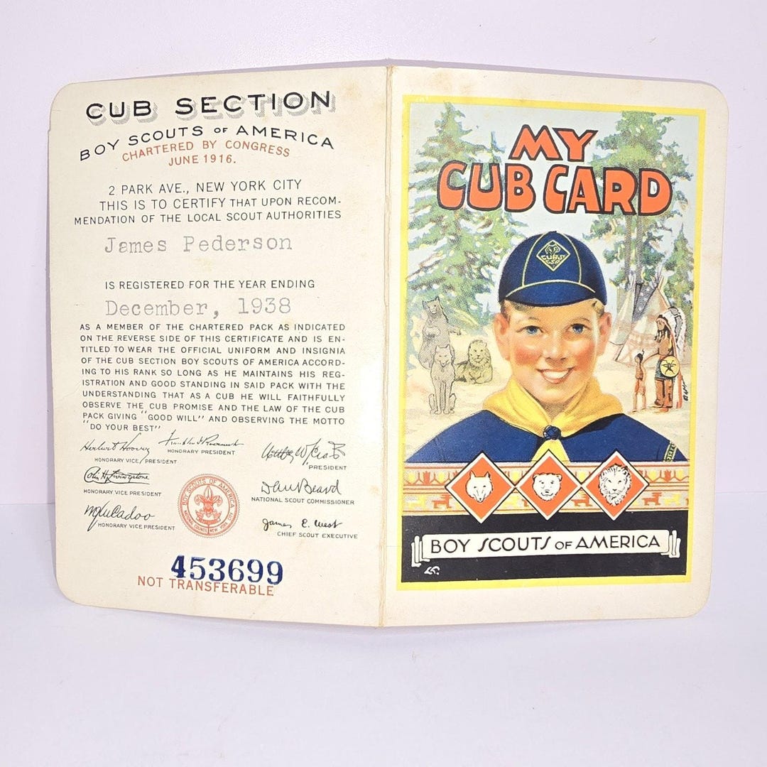 Cub Scout My Cub Card December 1938 Boy Scouts of America - Etsy