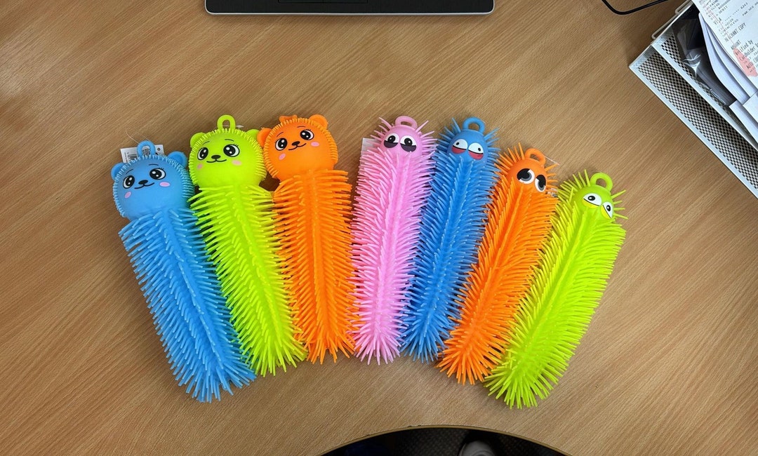 Sensory Flashing Fidget Spiky Puffer Light up Caterpillar Bear - Large ...