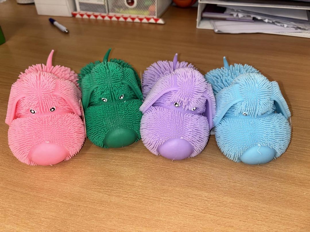 Flashing Puppy Dog Hairy Puffer Light up Pet Large Autism ADHD Friendly ...