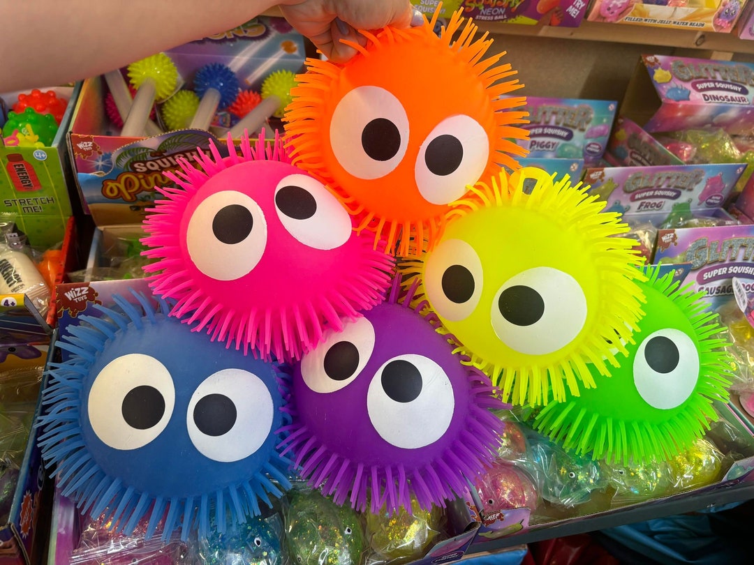 Sensory Air Filled Spiky Puffer Ball Squishy Toy With Eyes, Autism ADHD ...