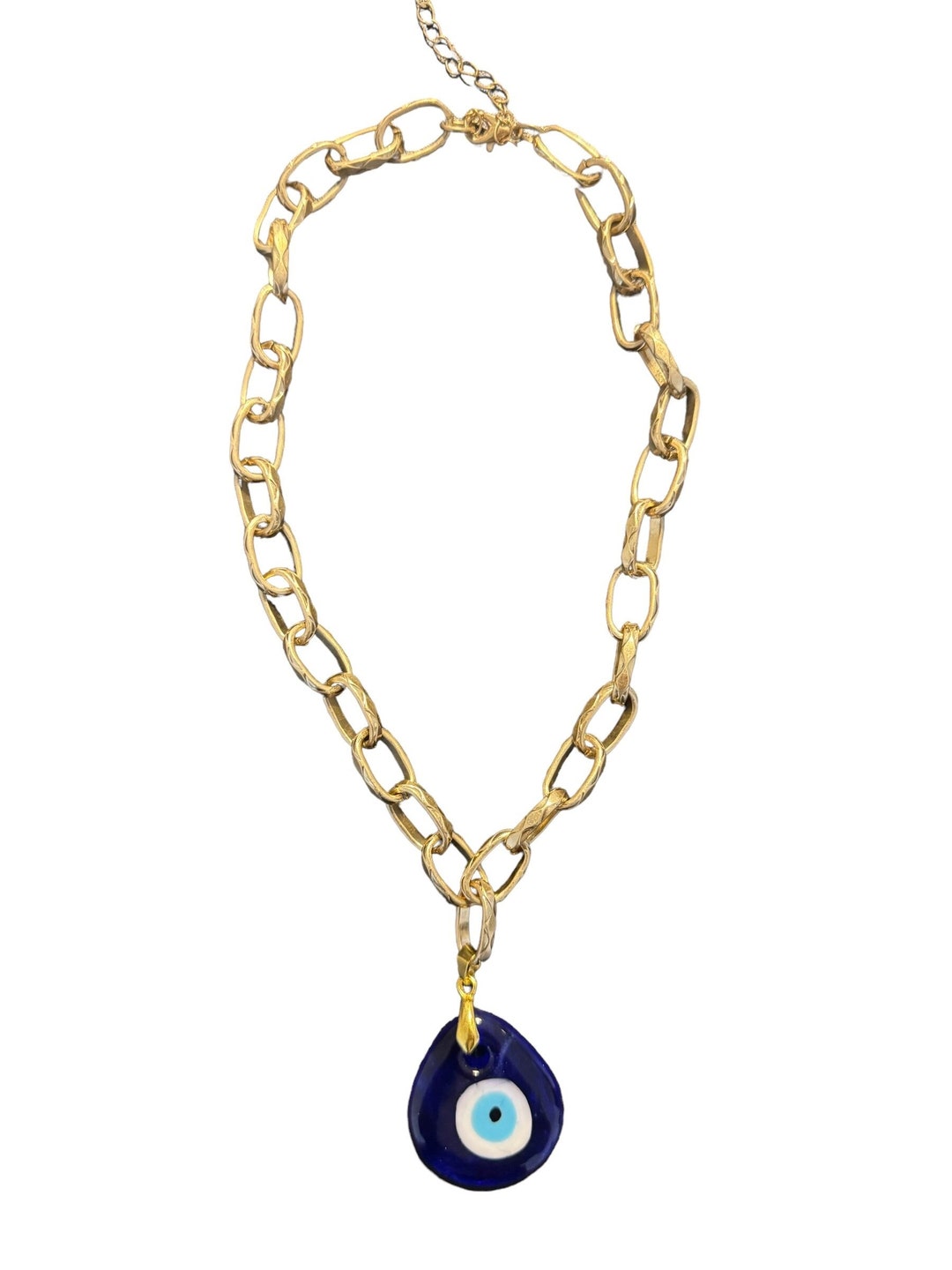 Large Evil Eye (teardrop) Chunky Gold Oval Chain - Etsy
