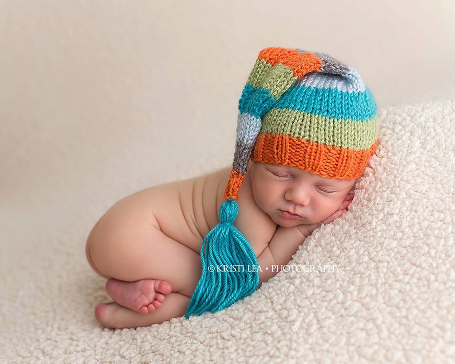 Striped Newborn Tassel Hat Sleepy Baby Stocking Cap Long - Etsy