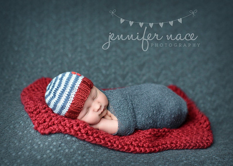 Perfect Fit Newborn Beanie Striped Baby Hat Red Blue With - Etsy