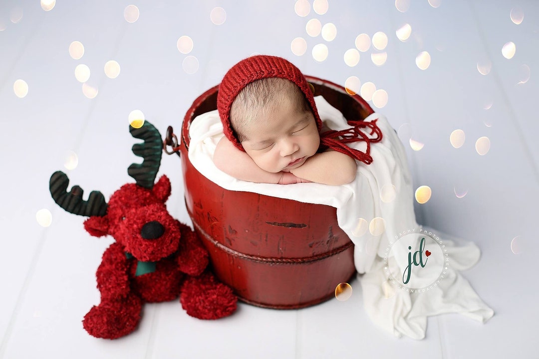 Red Classic Bonnet Newborn Baby Hat Hand Knit Crimson - Etsy