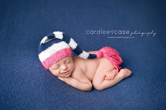 Striped Newborn Tassel Hat Sleepy Baby Stocking Cap Long - Etsy
