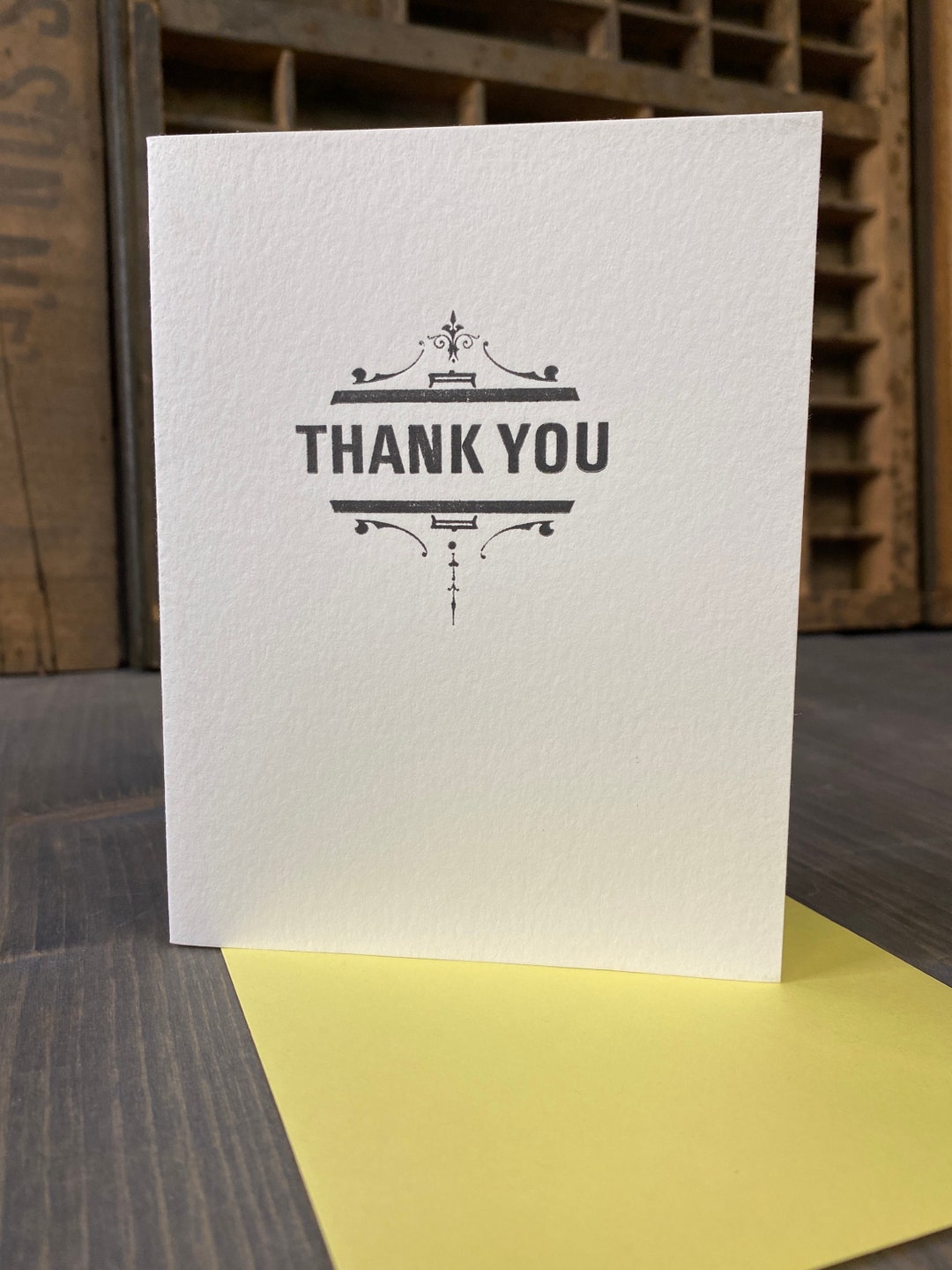 THANK YOU With Scrolls Letterpress Greeting Card - Etsy