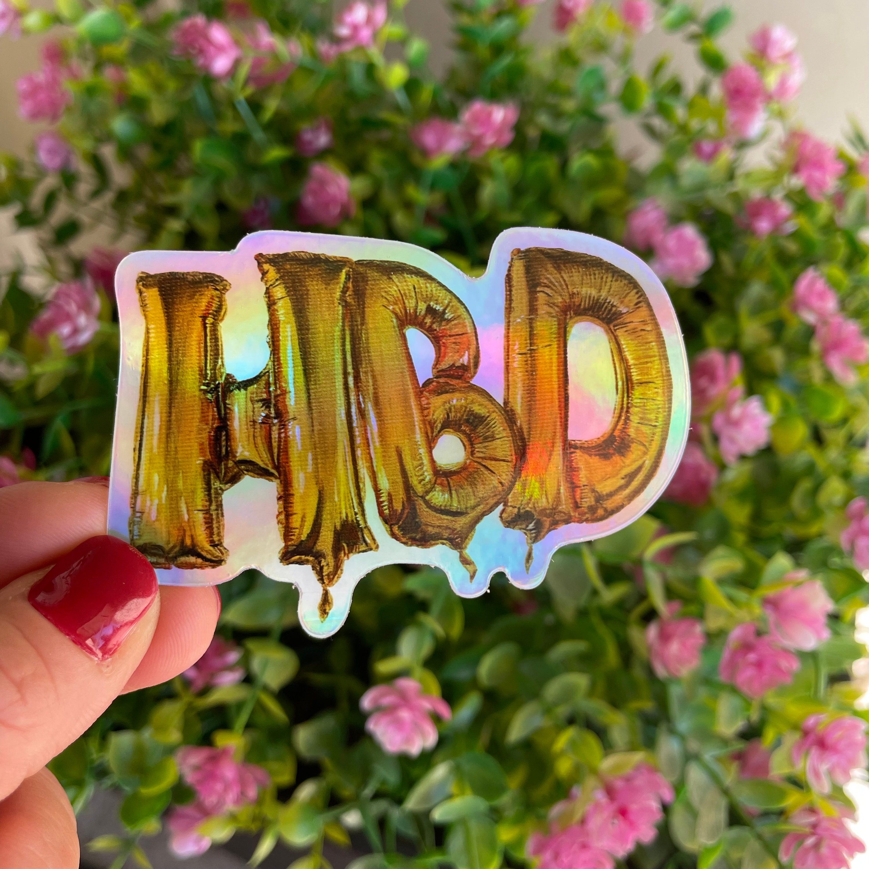 HBD Holographic Birthday Balloons Vinyl Sticker - Etsy