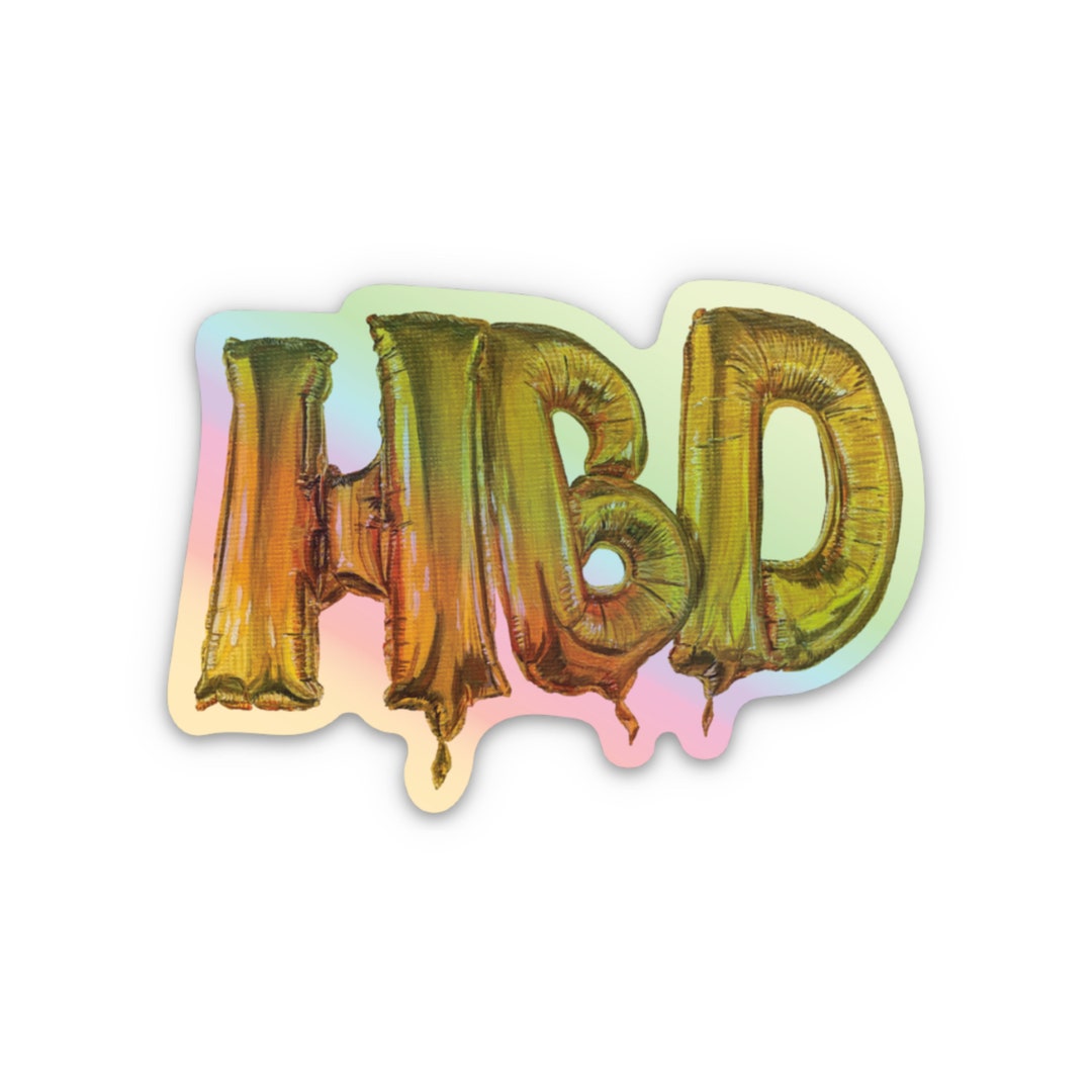 Happy Birthday Sticker - HBD Holographic Birthday Balloons Die Cut ...