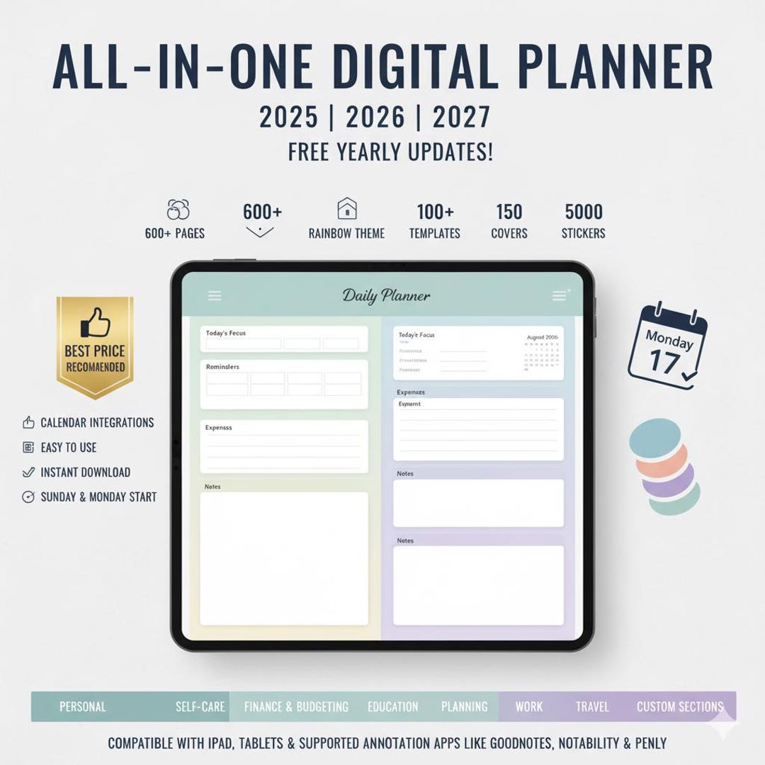 Undated 2024-2025 Executive Digital Planner | Goodnotes Hyperlinked ...