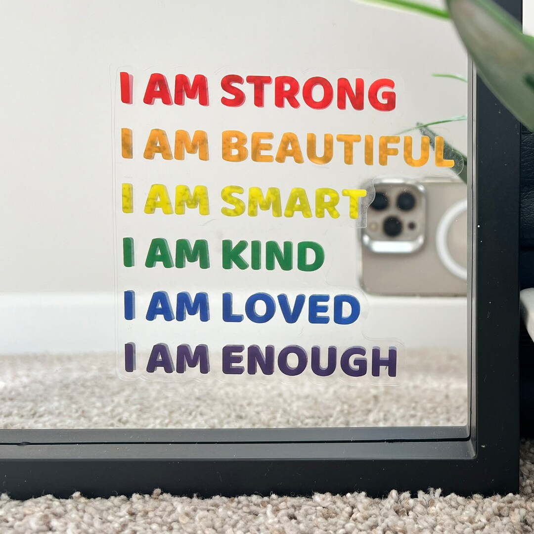 Self-love Mirror Cling: Positive Affirmations Decal - Etsy
