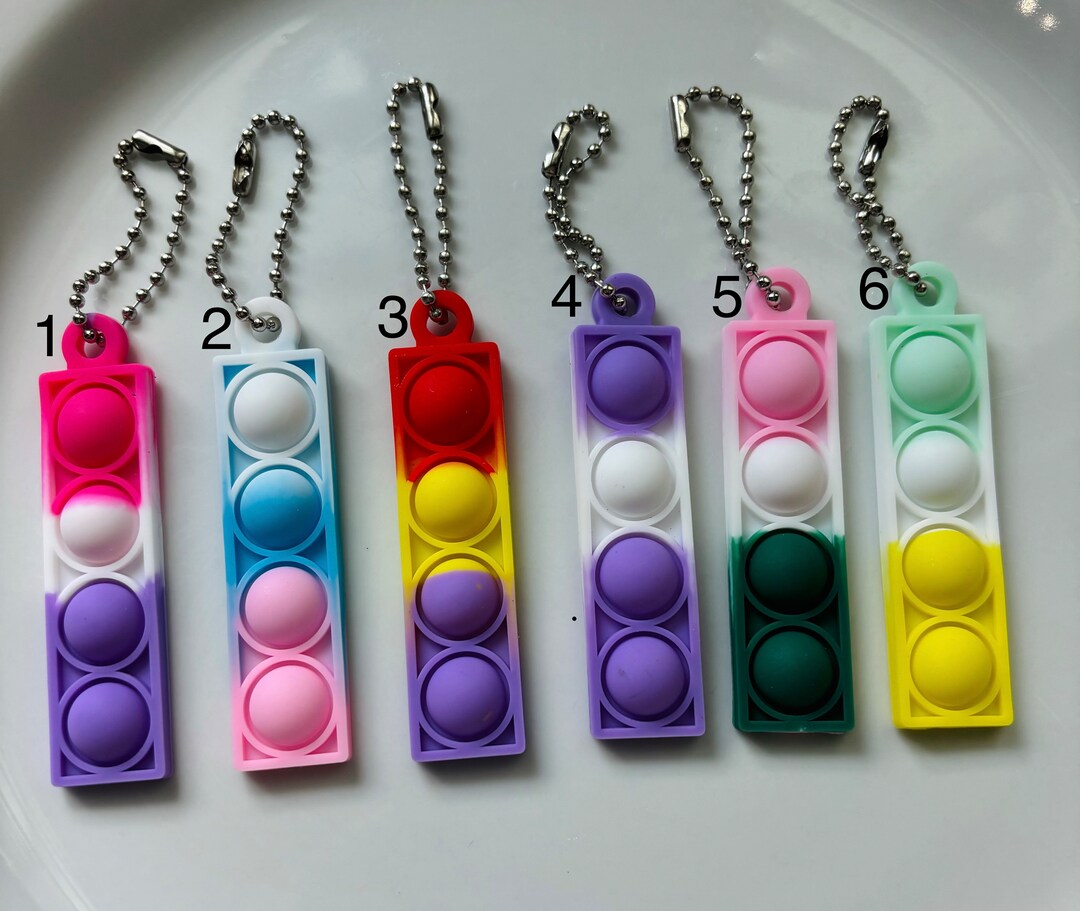 Mini Fidget Pop Bubble Keychain, Sensory Fidget Mini Keychain Colorful ...