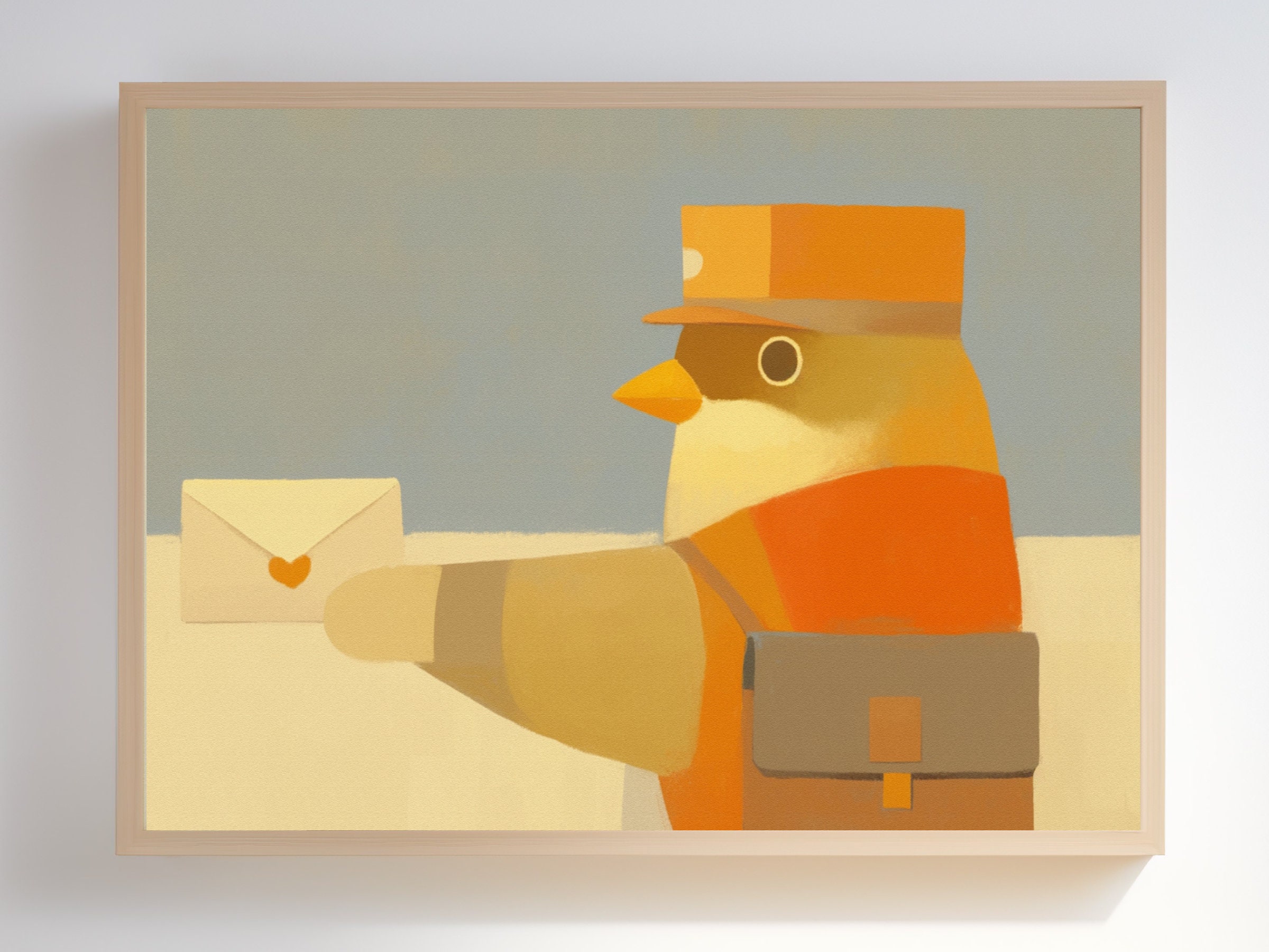Adorable Postal Bird Cartoon, Printable, Digital Download, Wall Decor ...