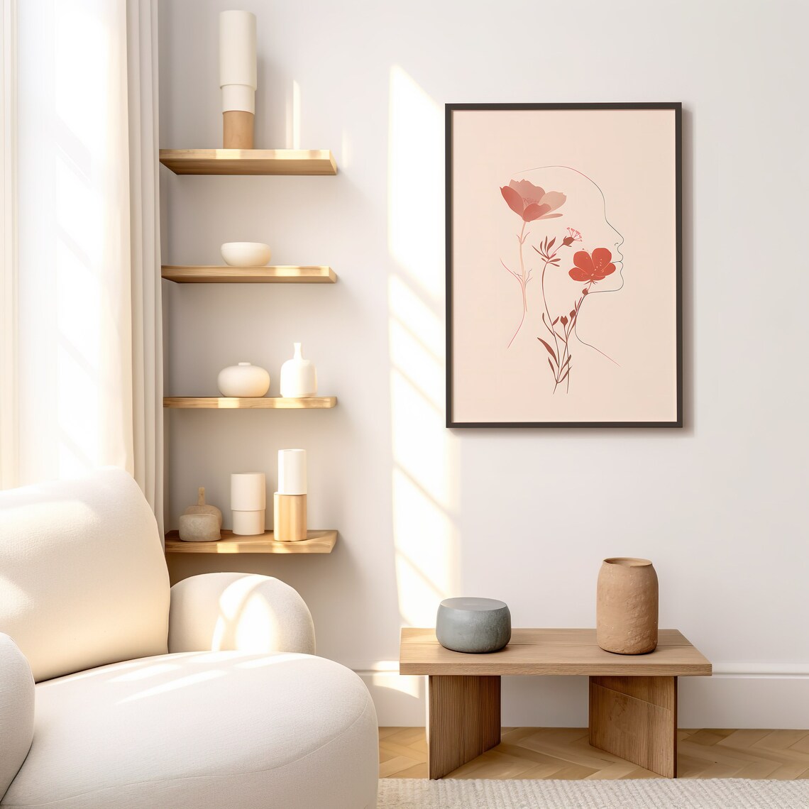 Abstract Line Face, Line Art Woman, Neutral Colors Wall Art, Minimal ...