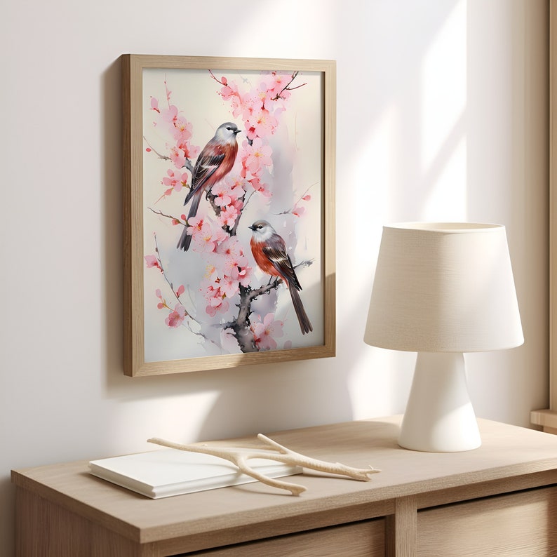 Japanese Style Birds Watercolor Painting, Watercolor Paintings 1 ...