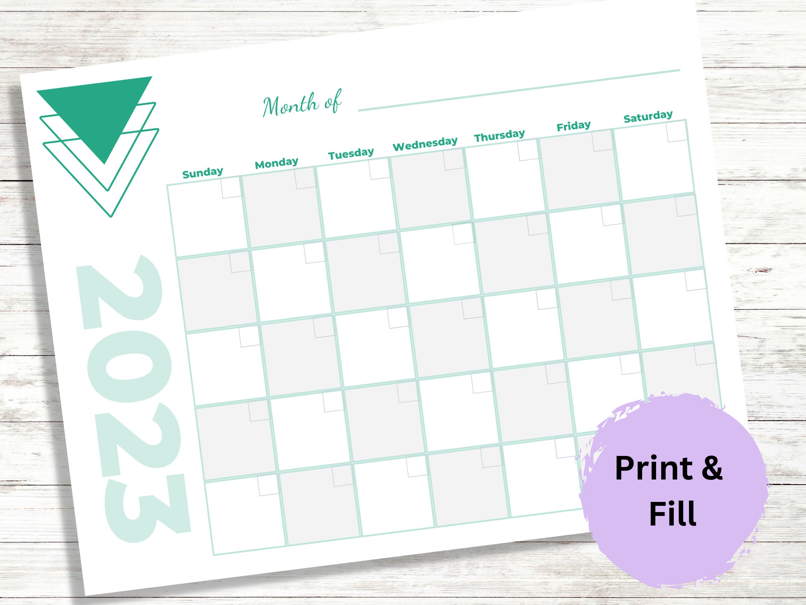 2023 Printable Blank Calendar | Monthly Planner Calendar | 3 Colors ...