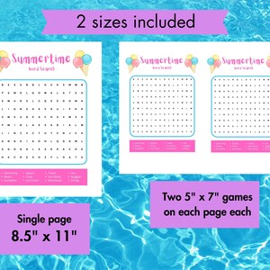 Summer Word Search, Printable Summertime Game, Pool Party Game, Beach ...
