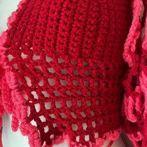 Red Crochet Festival Outfit, Three-piece Set With Flared Shrug Sleeves ...