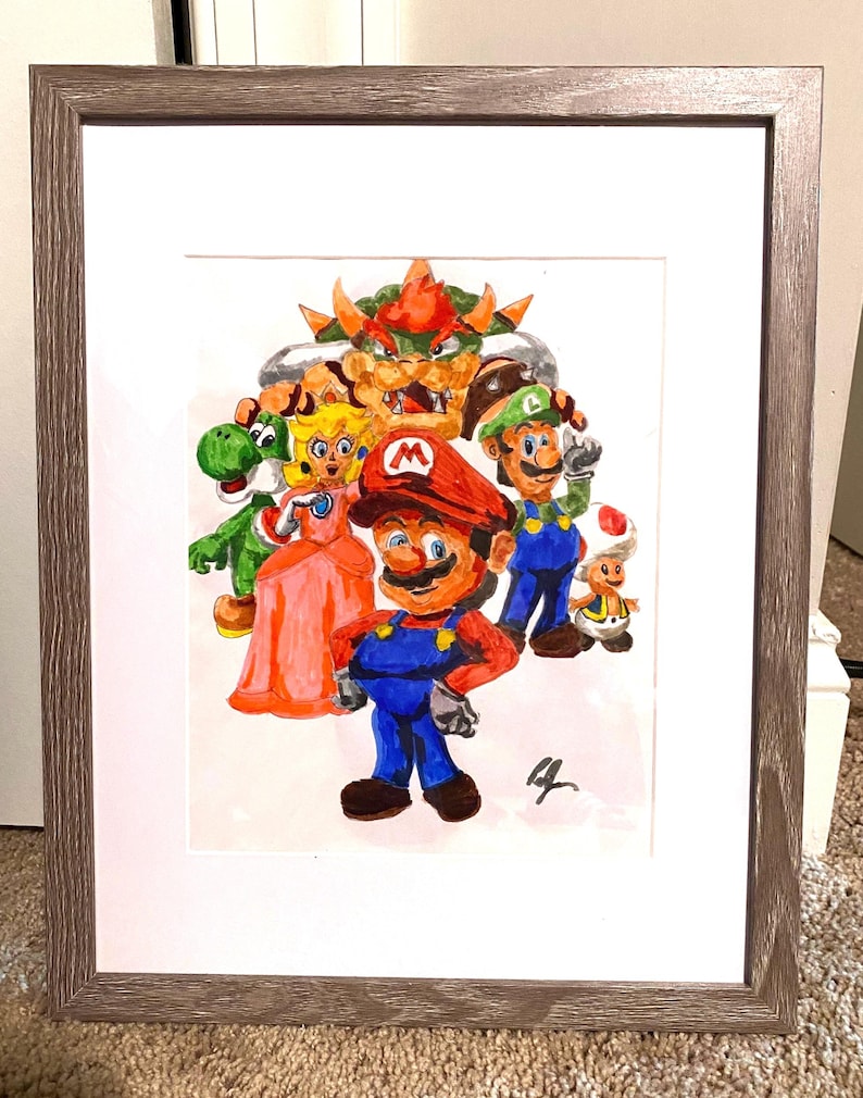 Watercolor Print Inspired by Super Mario Bros (frame Not Included) - Etsy
