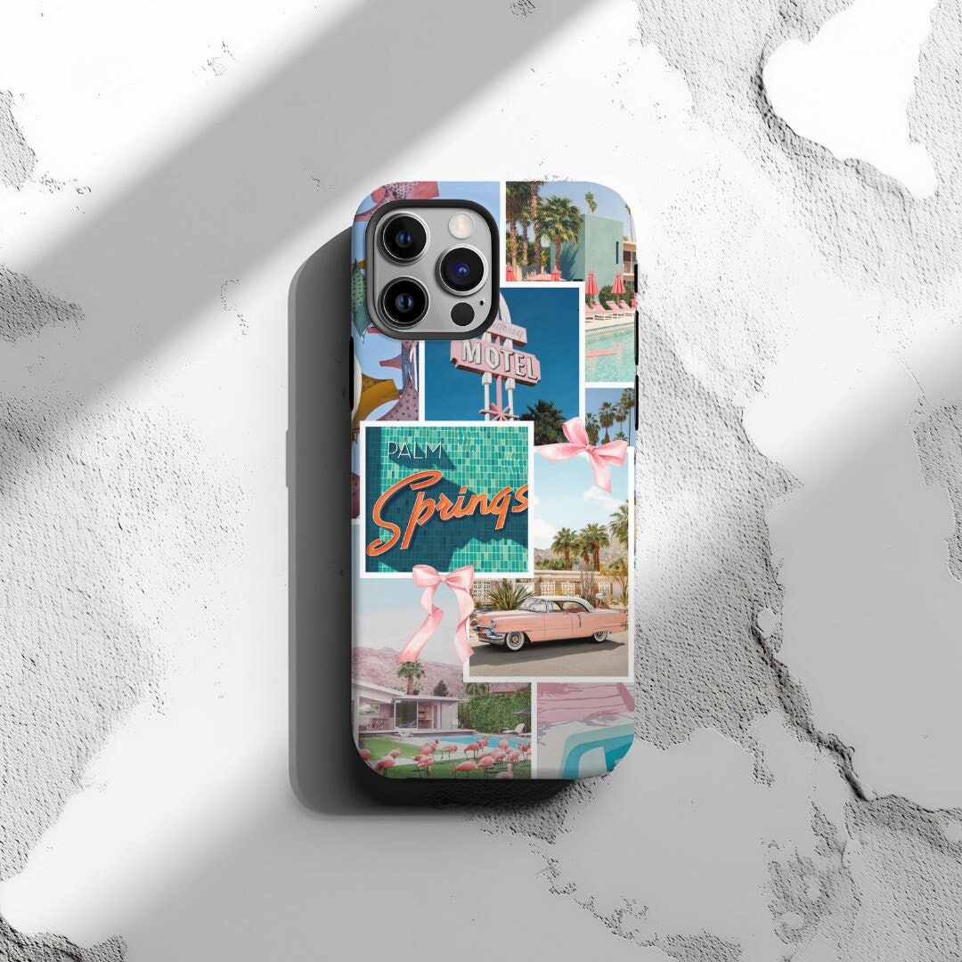 Retro Palm Springs Collage Phone Case, Mid Century Modern Aesthetic ...