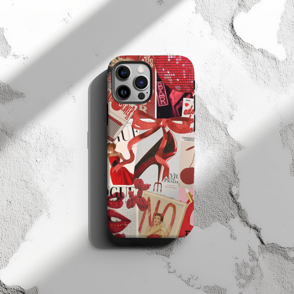 Red Disco Collage Phone Case, Retro Themed, Red Coquette Aesthetic ...