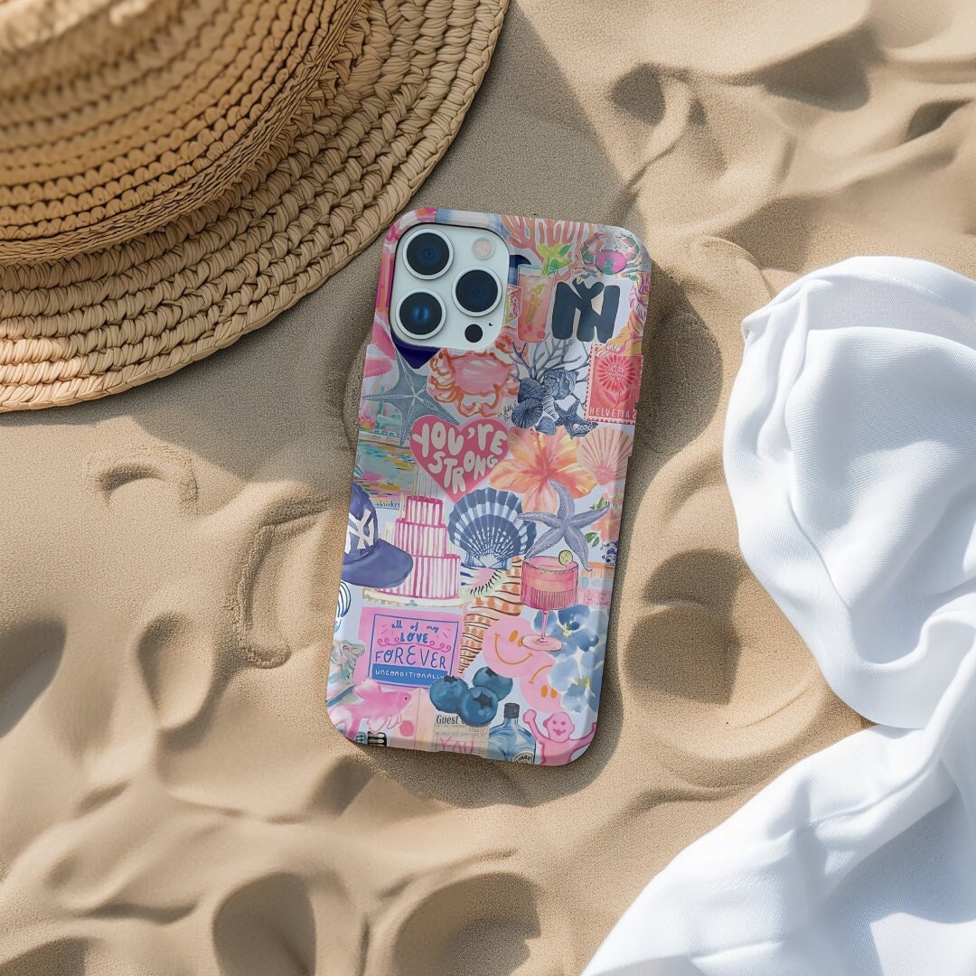 Preppy Coastal Collage Phone Case, Ocean Beach Inspired, Gift for Her ...