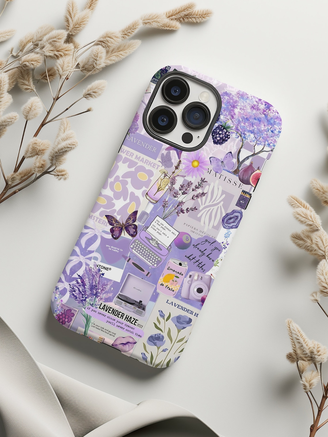 Coquette Lavender Haze Collage Phone Case, Preppy Lavender Phone Case ...