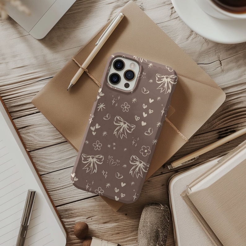 Coquette Bow Phone Case, Brown & Beige Aesthetic, Soft Girl Era, iPhone ...