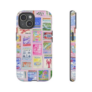 Cute Watercolor Matchbox Collage Phone Case, Preppy Aesthetic, Travel ...