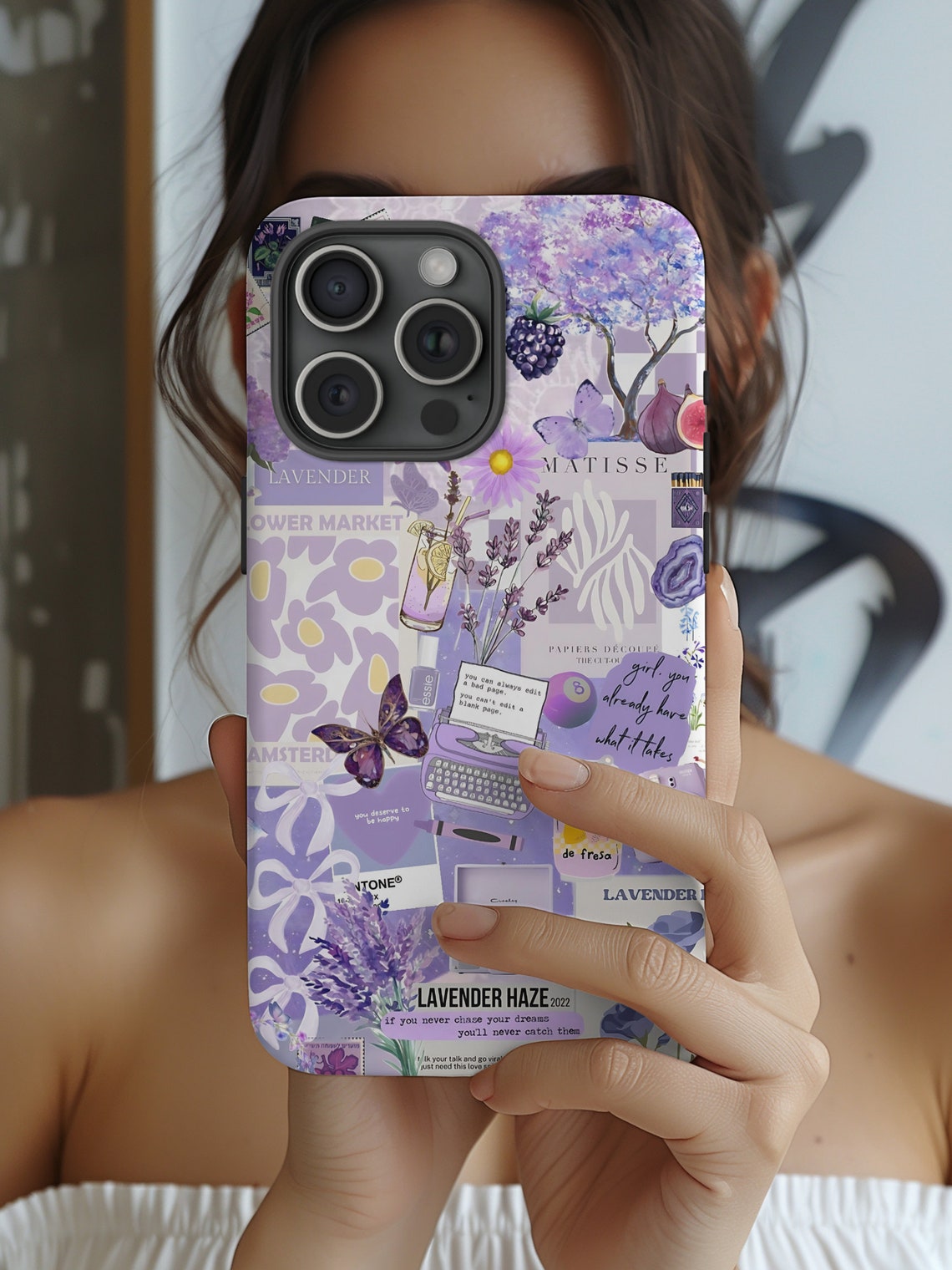 Coquette Lavender Haze Collage Phone Case, Preppy Lavender Phone Case ...