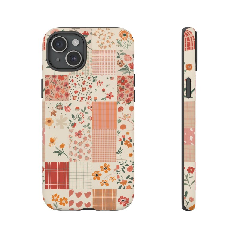 Cottagecore Patchwork Quilt Phone Case, Vintage Floral & Gingham Cover ...