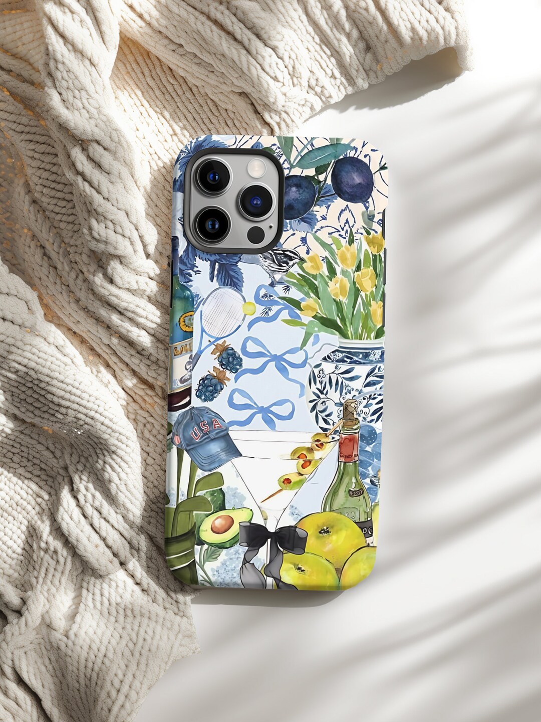 Coquette Country Club Collage Phone Case, Cute Martini Phone Case ...