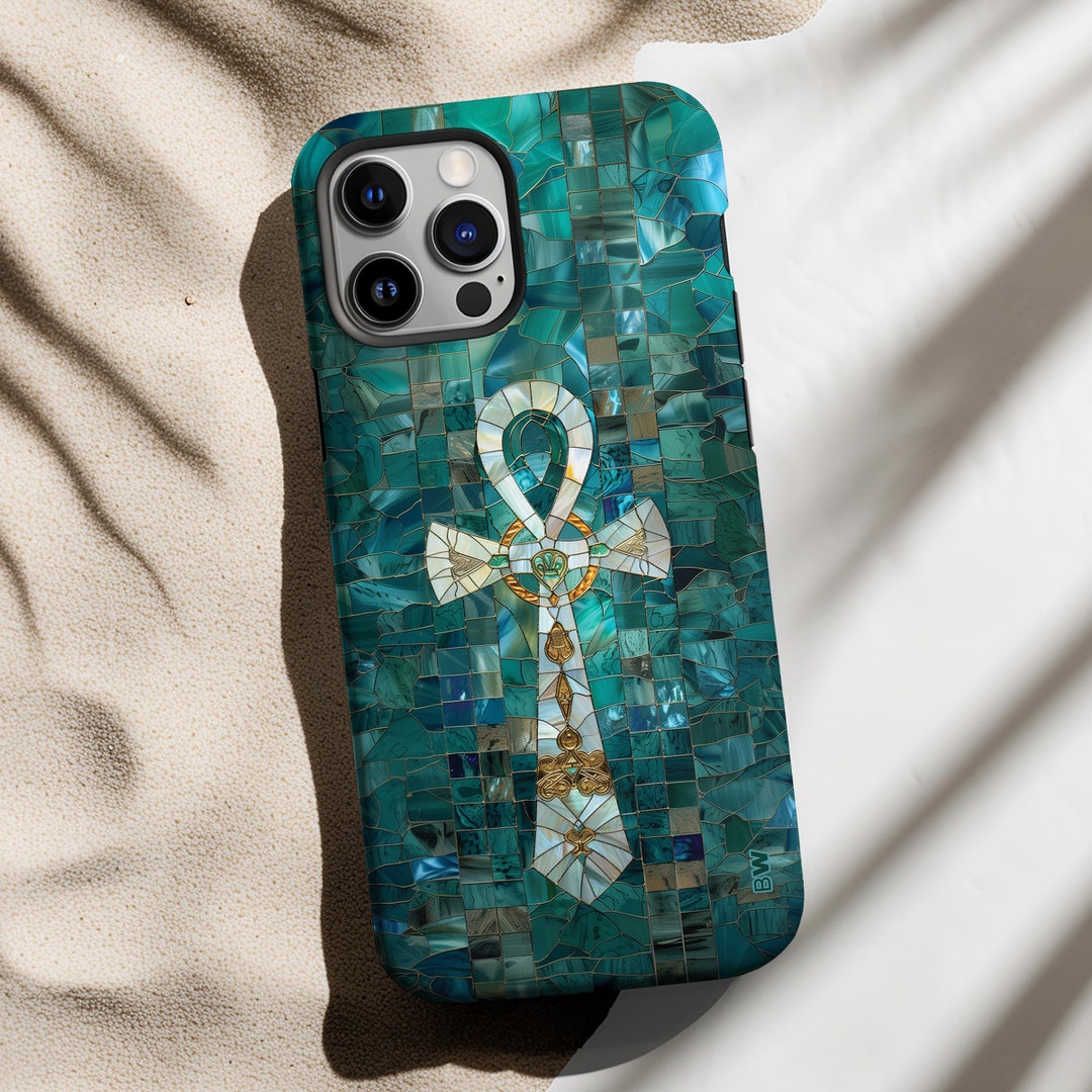 Ankh Stained Glass Mosaic Aesthetic Phone Case for iPhone 16 15 14 13 ...