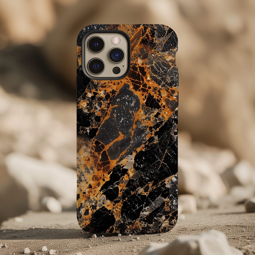 Polished Fiery Granite Stone Print Phone Case Cover for iPhone 15 14 13 ...