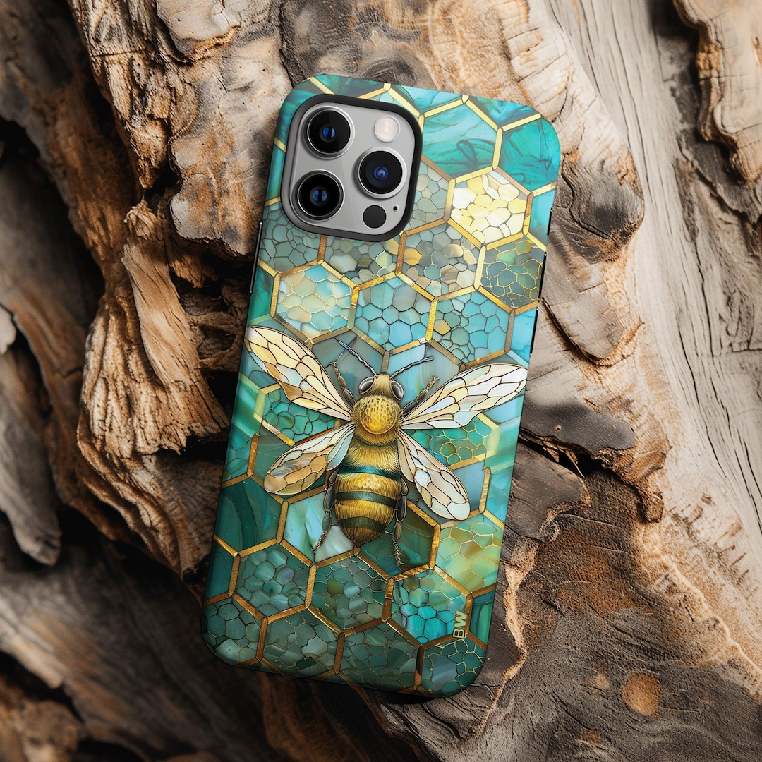 Honey Bee Stained Glass Mosaic Phone Case for iPhone 15 14 13 12 11 Pro ...