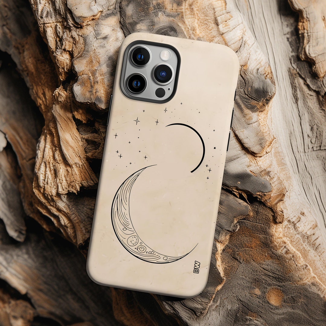 Crescent Moon on Parchment Boho Aesthetic Phone Case for iPhone 15 14 ...