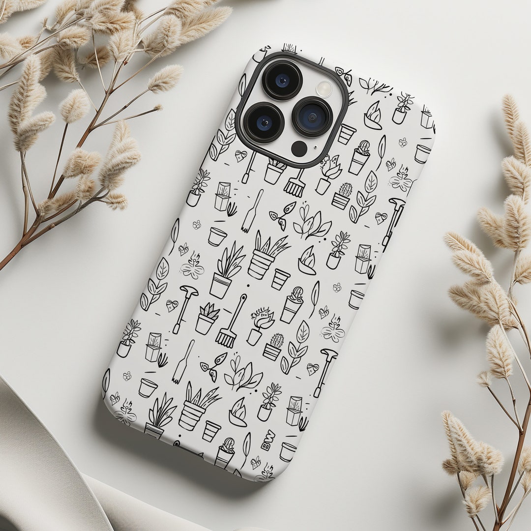 Cute Gardening Pattern Aesthetic Phone Case Cover for iPhone 15 14 13 ...