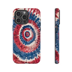 Red White and Blue Psychedelic Tie Dye Phone Case for iPhone 8 X XR XS ...