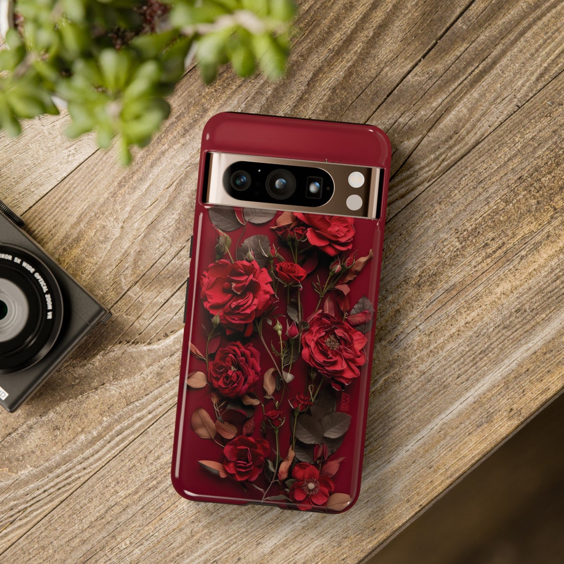 Red Roses on Red Pressed Flower Print Phone Case for iPhone 15 14 13 12 ...