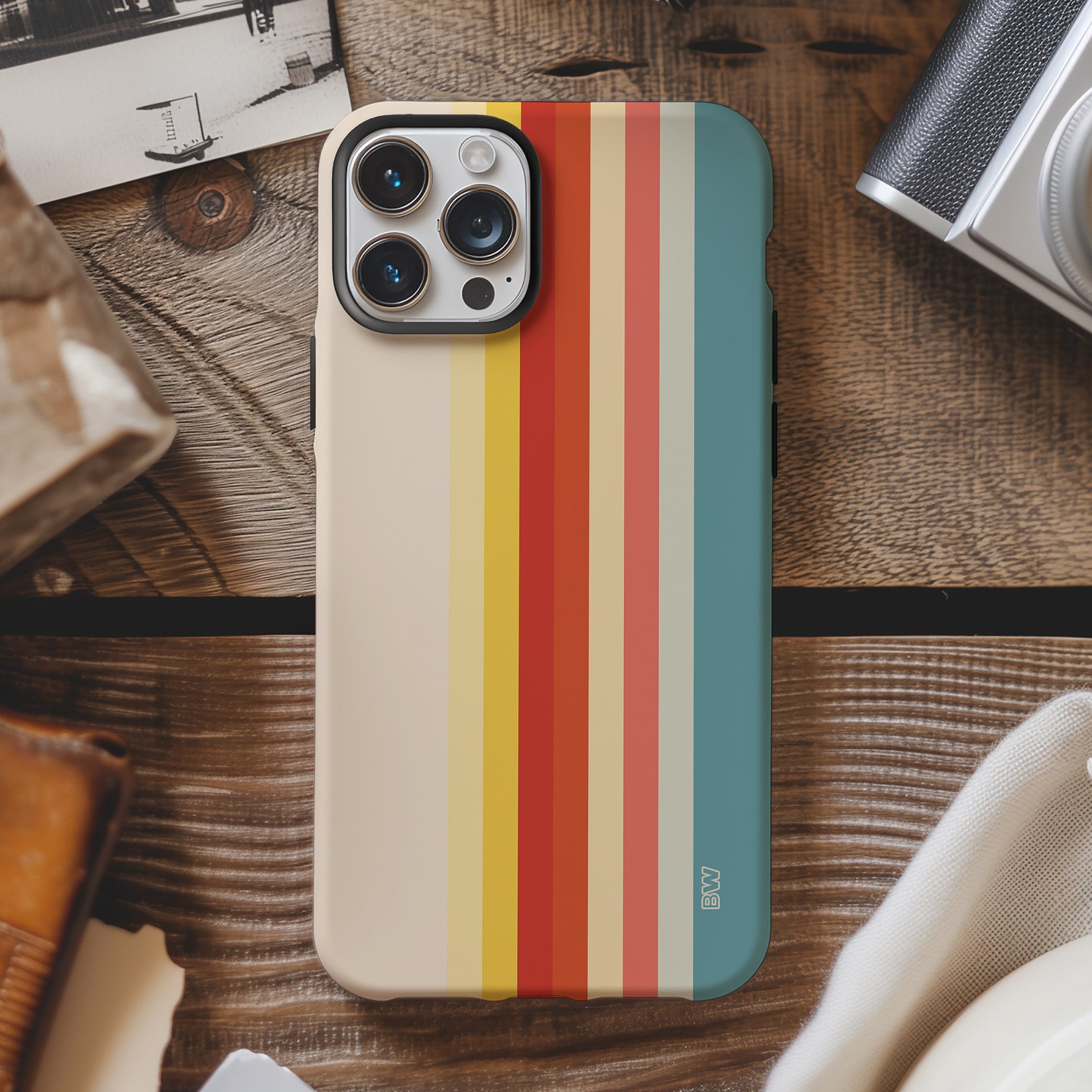 Vintage 70s Aesthetic Retro Stripes Phone Case Cover for iPhone 15 14 ...