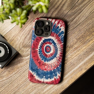 Red White and Blue Psychedelic Tie Dye Phone Case for iPhone 8 X XR XS ...