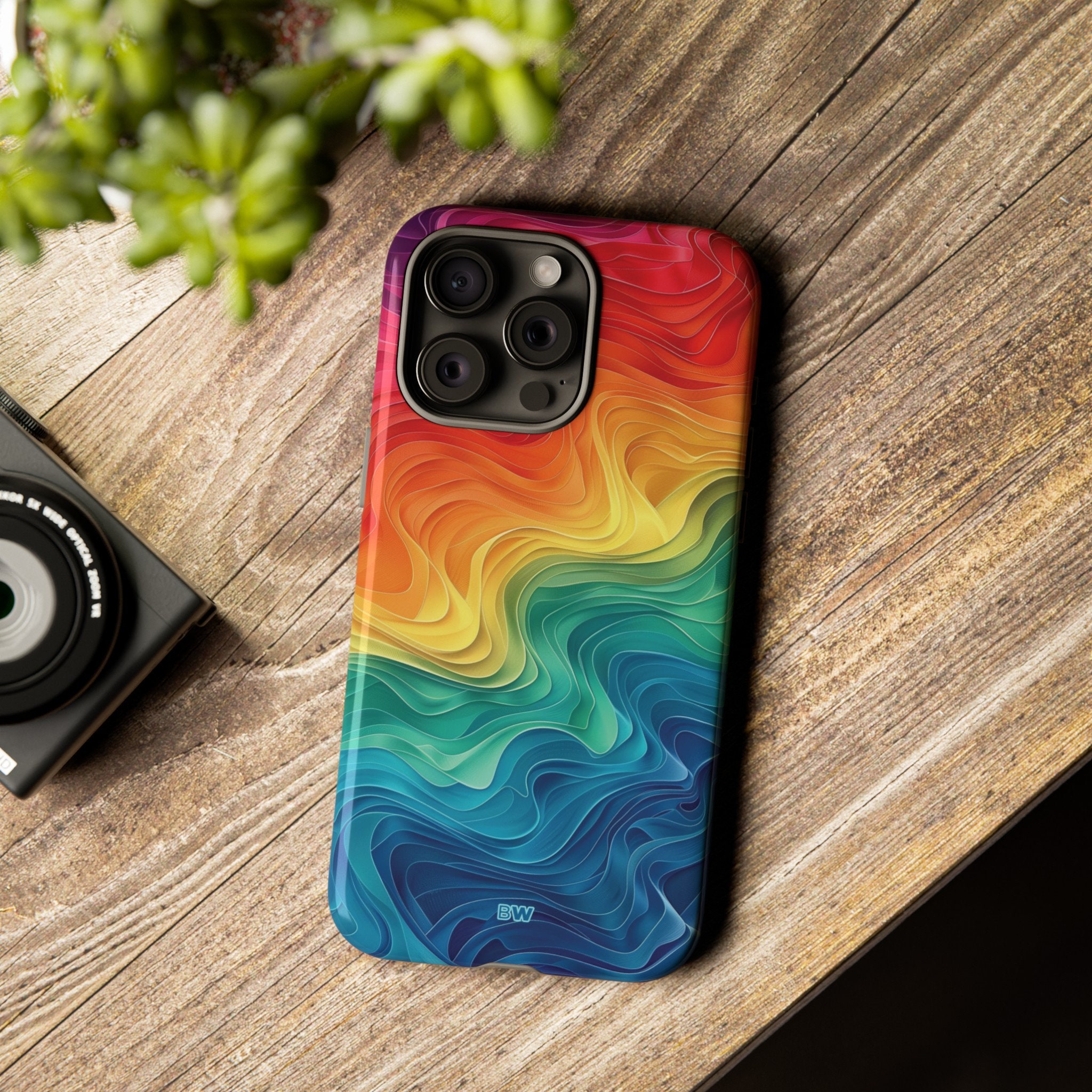 Rainbow Wave Modern Aesthetic Abstract Case Cover for iPhone 15 14 13 ...